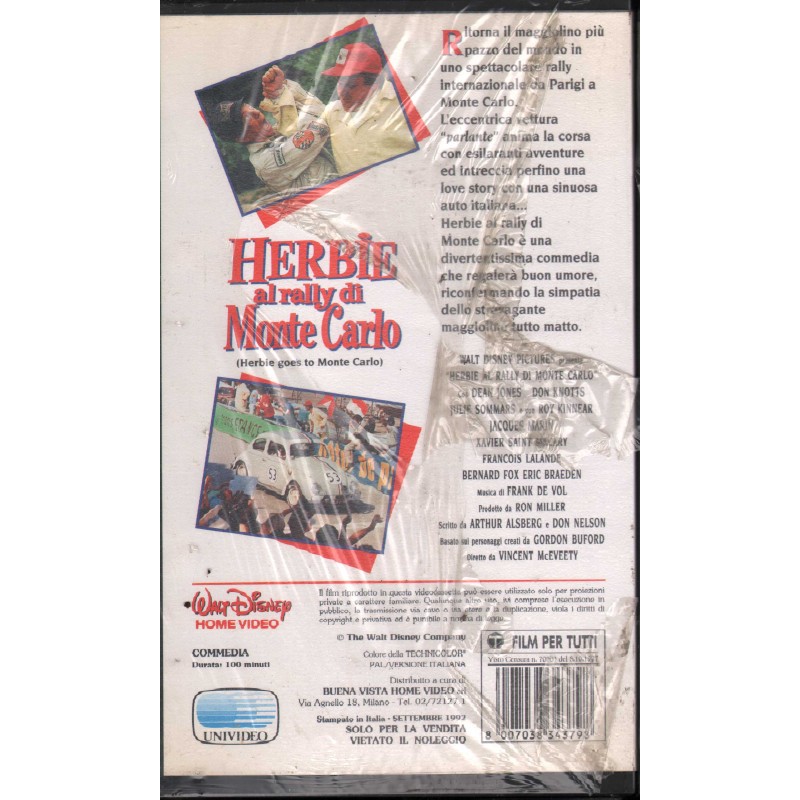 Herbie Al Rally Di Monte Carlo VHS Vincent McEveety Sigillato