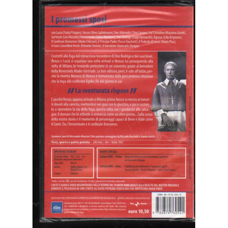 I Promessi Sposi 2 DVD Sandro Bolchi Elleu - 887476054X Sigillato