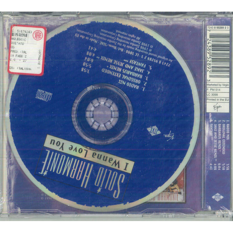 Solid HarmoniE ‎‎CD'S I Wanna Love You Nuovo 0724389528923