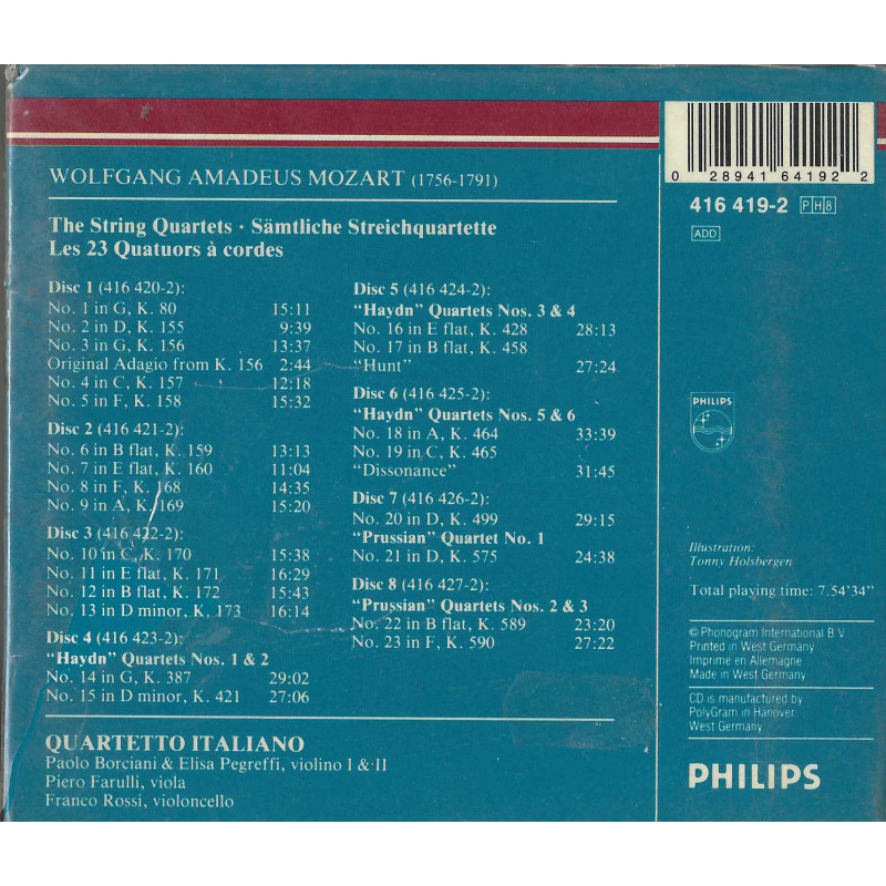 Mozart, Quartetto Italiano CD The String Quartets / Philips – 4164192
